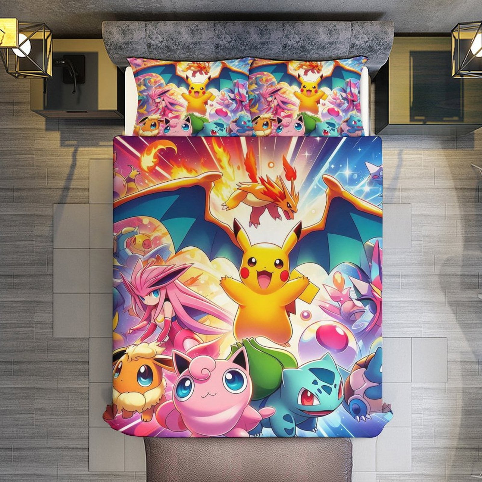 Pokémon-Charmander Charizard Squirtle Bulbasaur Bed Sheets for Kids ...