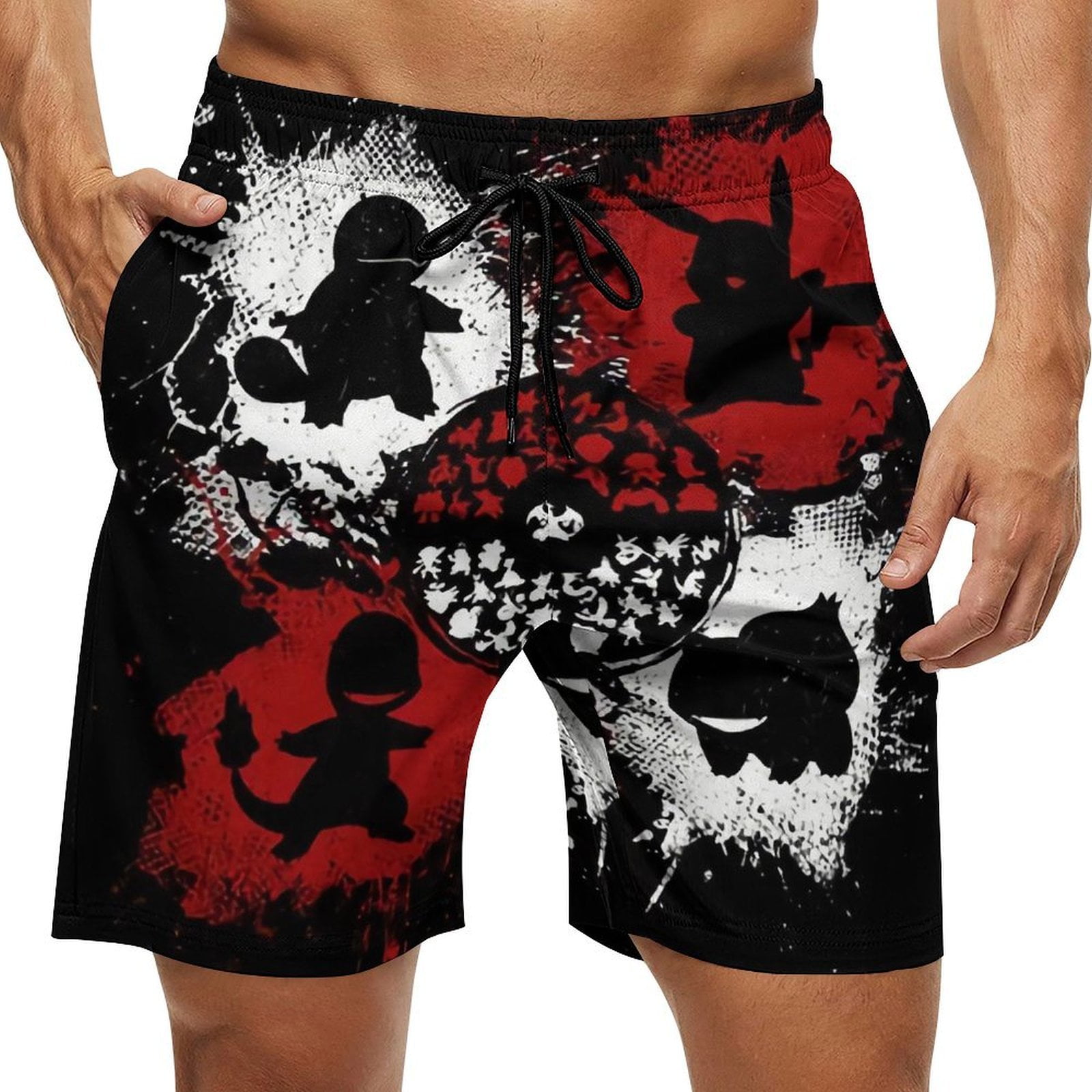 Pokémon Charmander Squirtle Bulbasaur Men's Swim Trunks Bathing Mesh ...