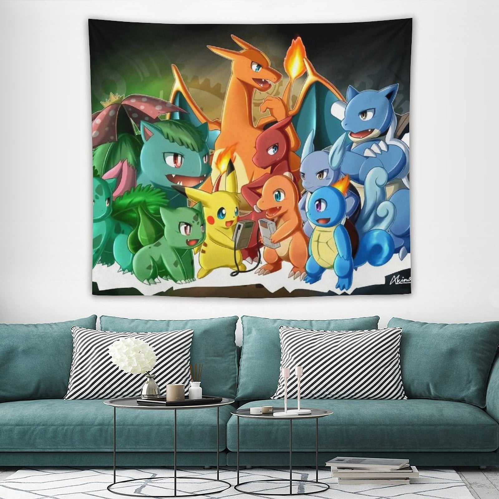 Pokémon Charmander Squirtle Bulbasaur Tapestry,Wall Tapestry,Tapestries Wall Hanging for Guys ...