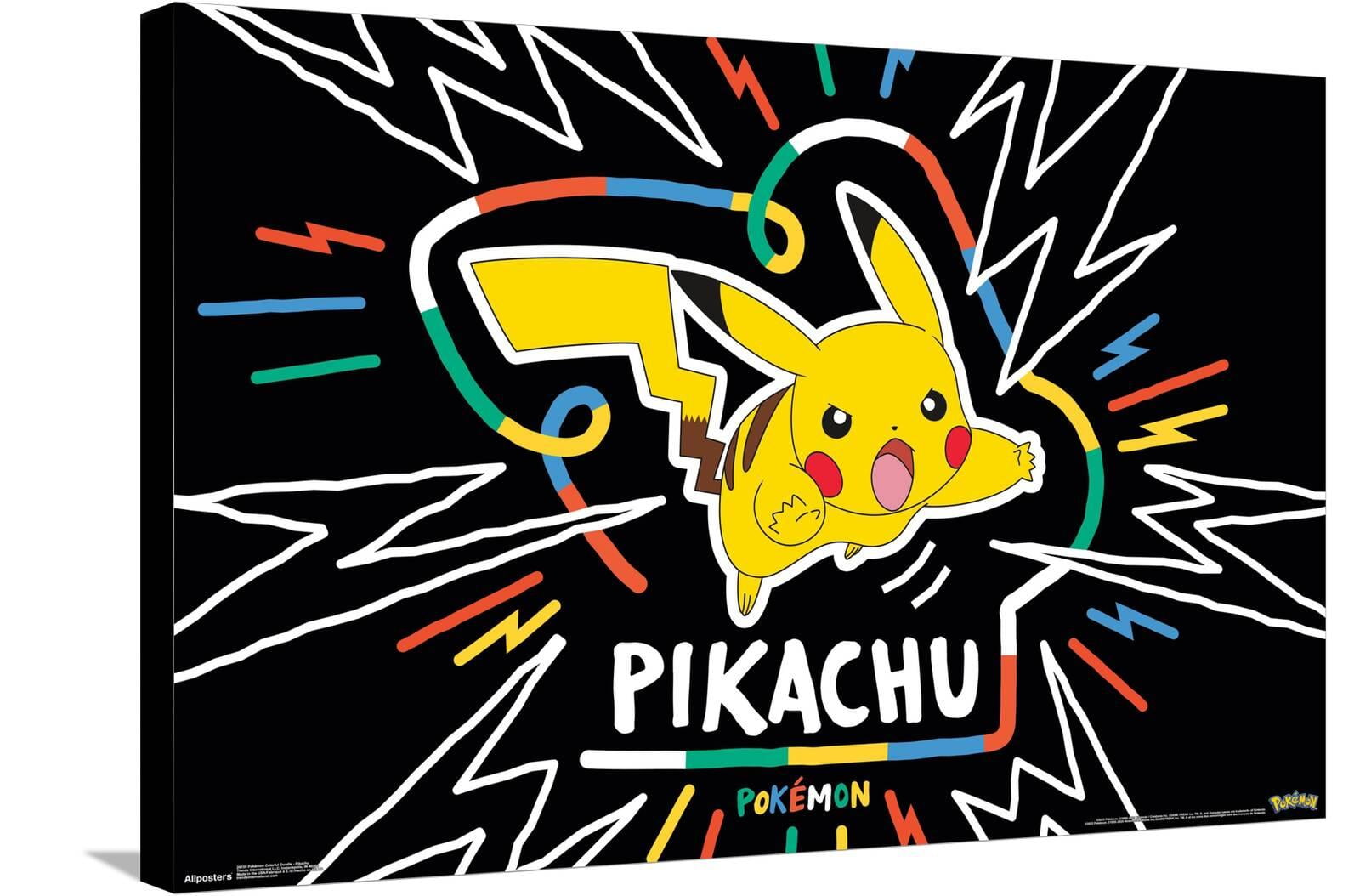 Pokémon: Colorful Doodle - Pikachu Canvas Wall Poster, 22.375" x 34 ...