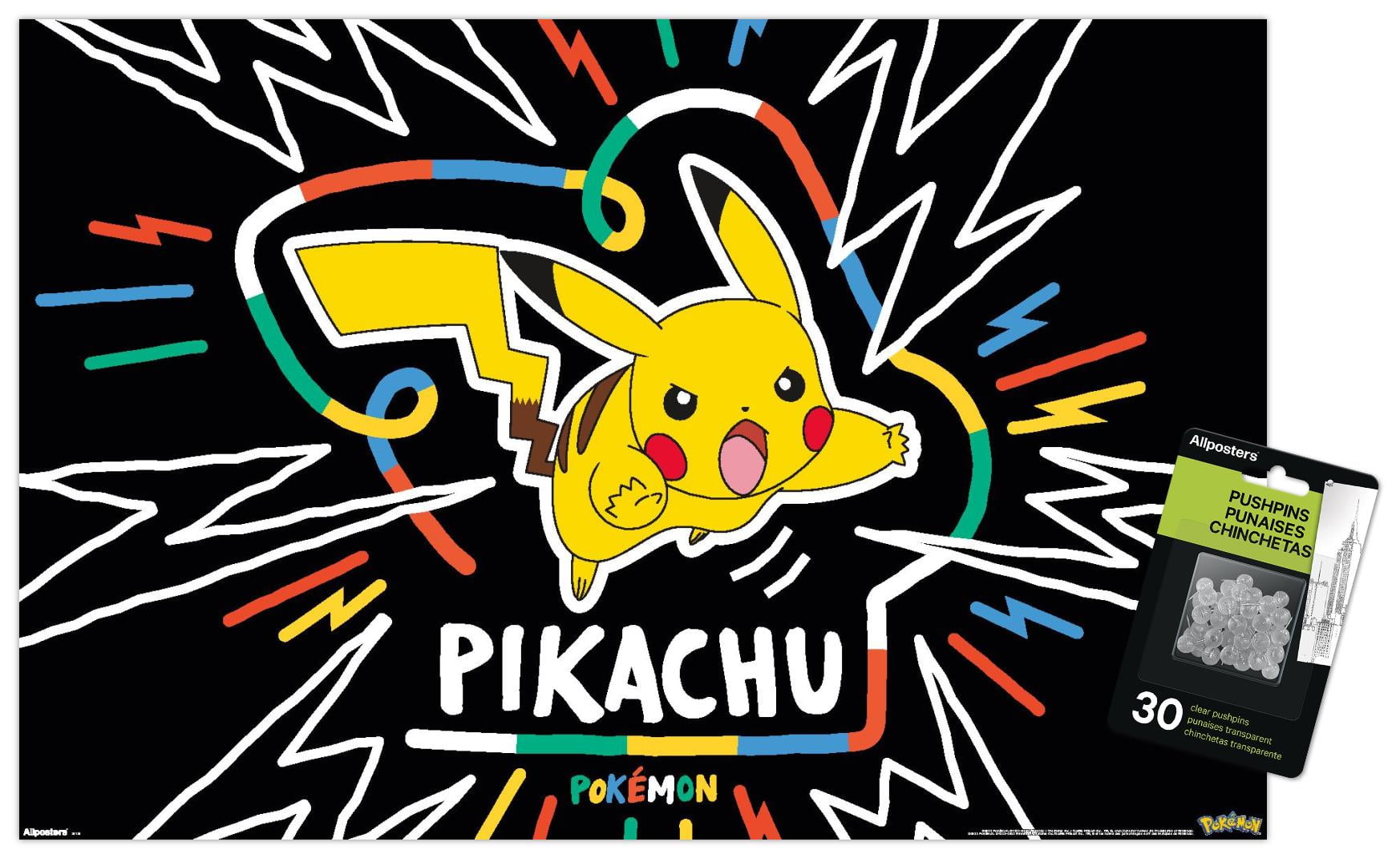 Pokémon: Colorful Doodle - Pikachu Wall Poster with Push Pins, 14.725 ...