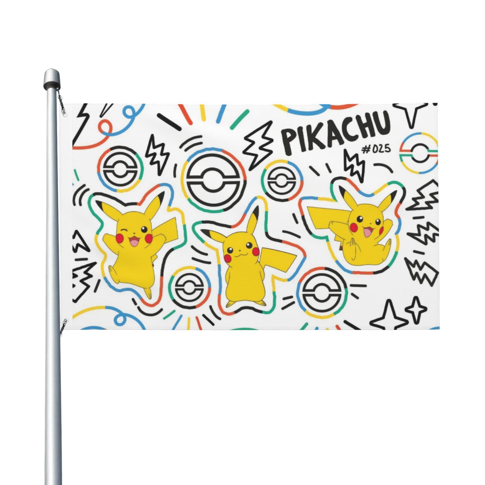 Pokémon - Doodle Pikachu 3x5ft Face Flag Fade Proof Holiday Fall Flag ...