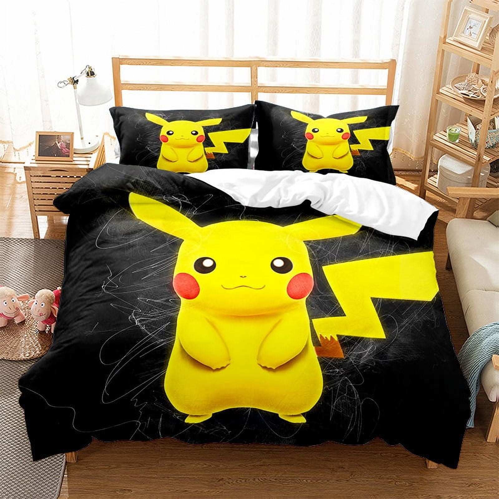 Pokémon Duvet Cover Set – 3 Piece Comforter Cover and Sham Set, Super ...