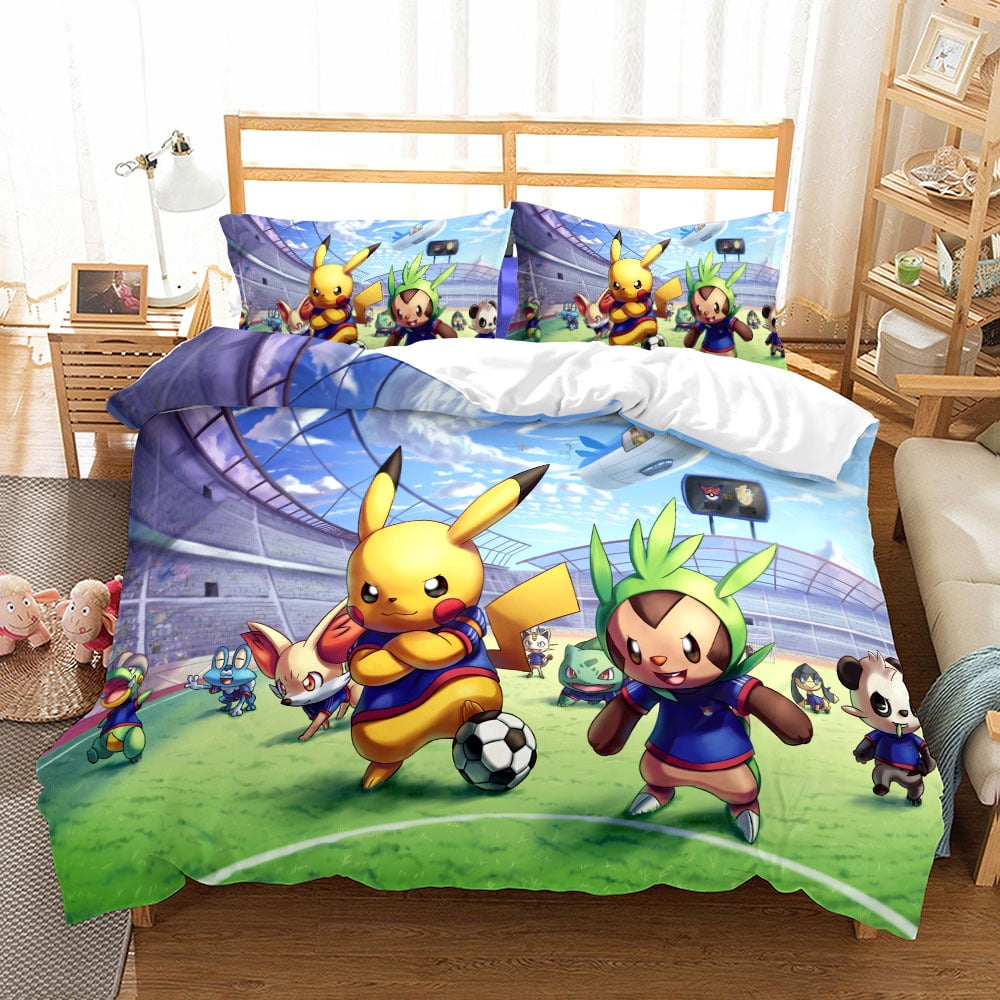 Pokémon Duvet Cover Set – 3 Piece Comforter Cover and Sham Set, Super ...