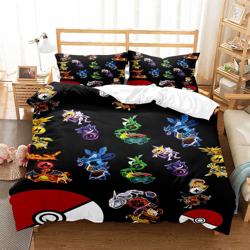 Pokémon Duvet Cover Set – 3 Piece Comforter Cover and Sham Set, Super ...
