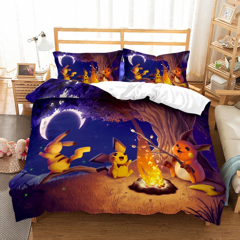 Pokémon Duvet Cover Set – 3 Piece Comforter Cover and Sham Set, Super ...