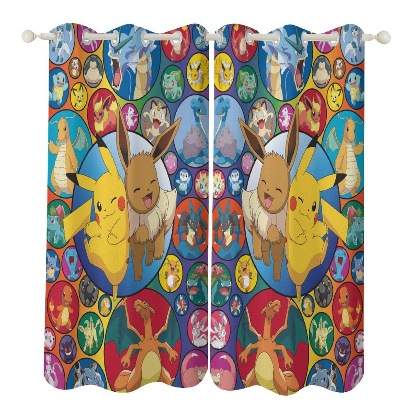 Pokémon- Eeve Charmander Squirtle Bulbasaur Curtains for Kids,Cartoon ...