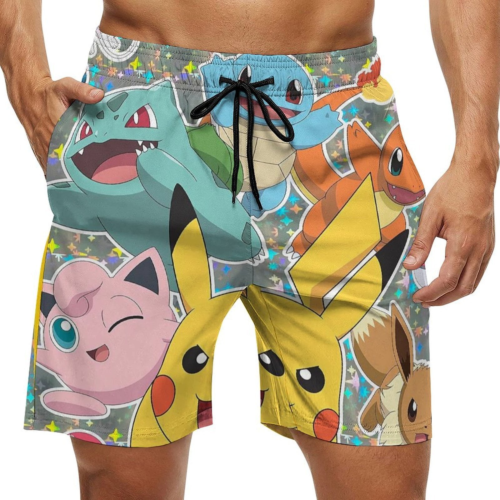 Pokémon- Eeve Charmander Squirtle Bulbasaur Men's Swim Trunks Quick Dry ...