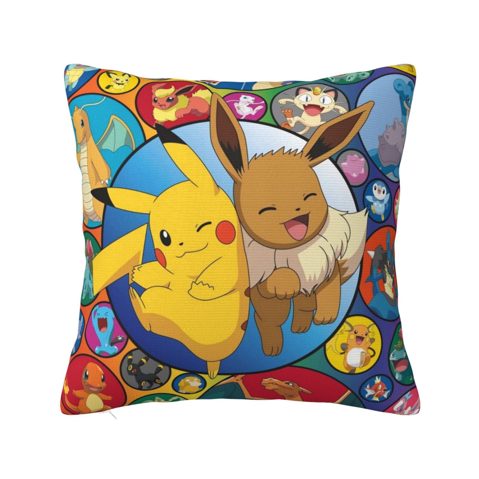 Pokémon- Eeve Charmander Squirtle Bulbasaur Pillow Covers 24x24 Inch ...