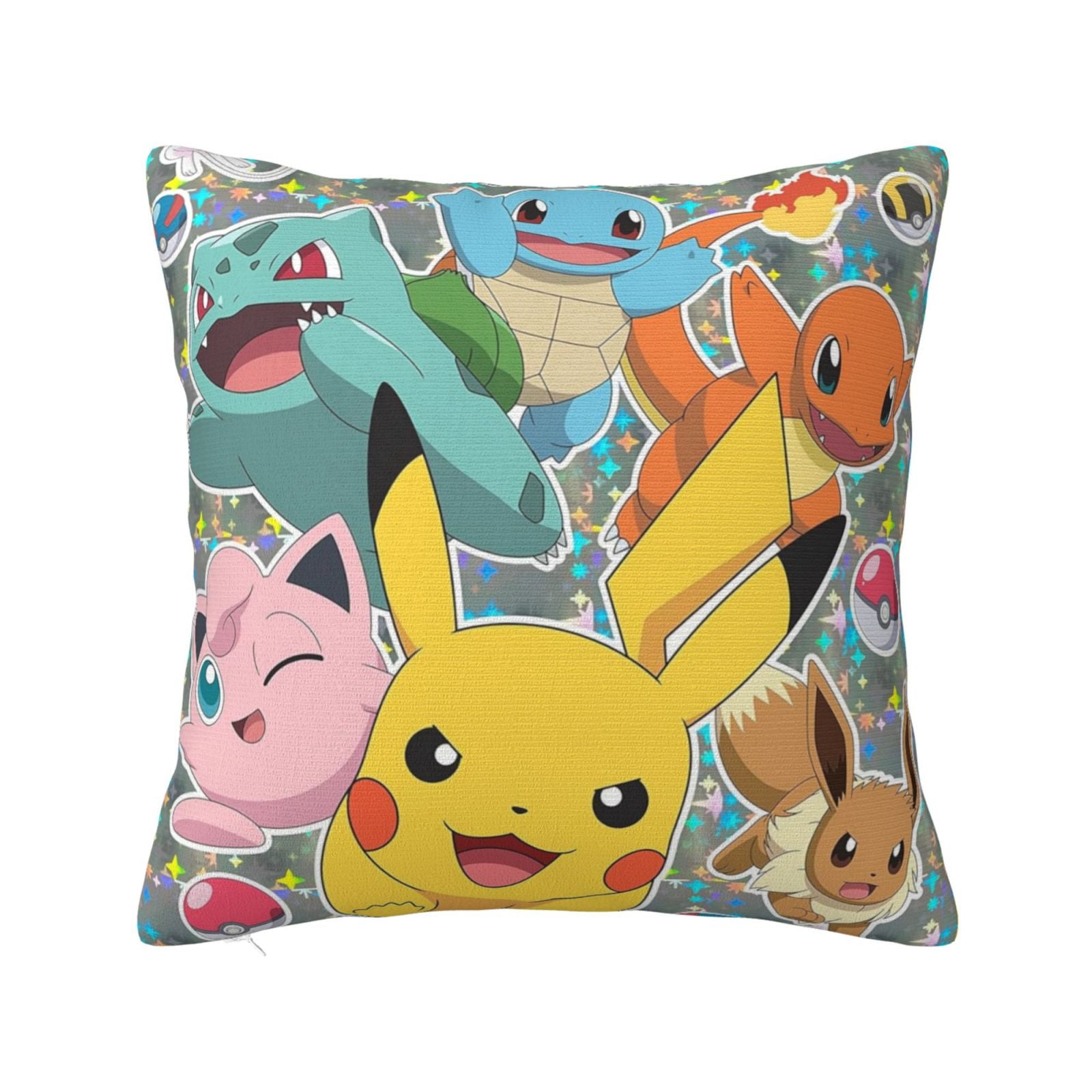 Pokémon- Eeve Charmander Squirtle Bulbasaur Throw Pillow Covers 24x24 ...