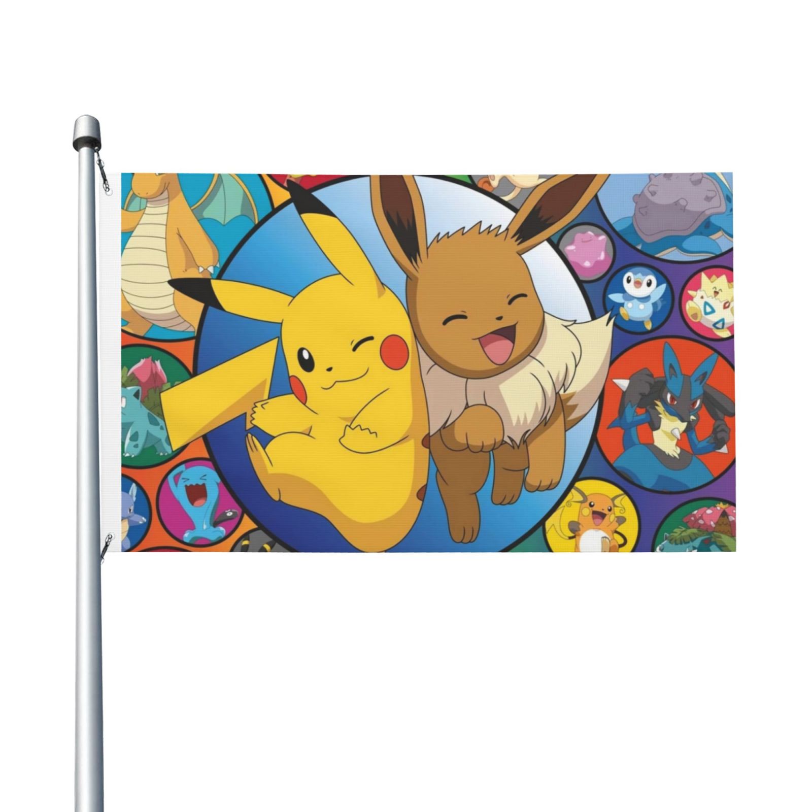 Pokémon- Eeve Charmander Squirtle Bulbasaur541 3x5ft Face Flag Fade ...