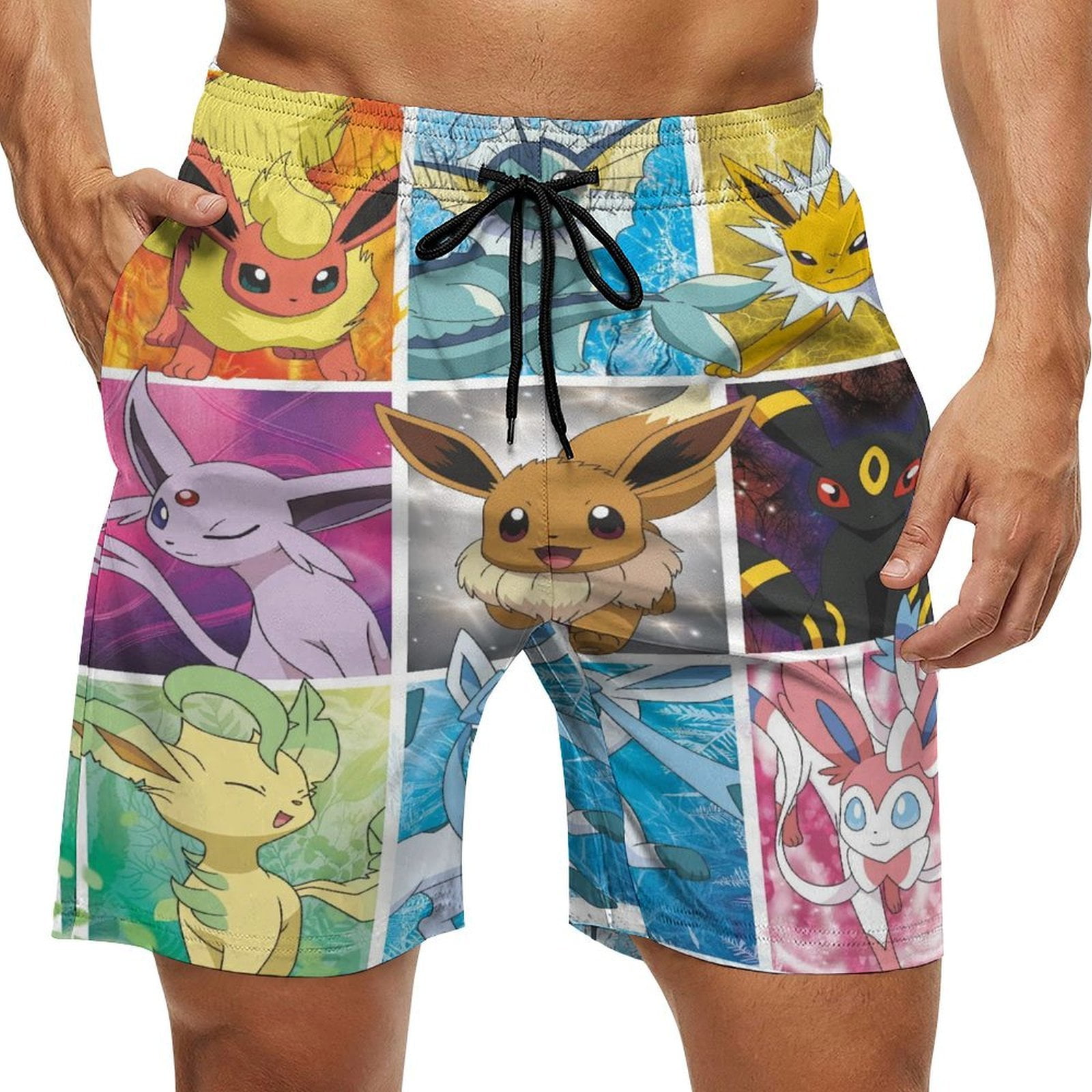 Pokémon-Eevee Evolution Jolteon Flareon Umbreon Sylveon Mens Swim Trunks,Men's Swim Trunks Board ...