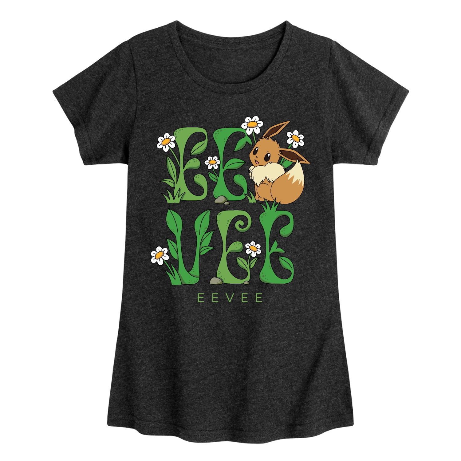 Pokémon - Eevee Floral Name - Girls Fitted Short Sleeve Graphic T-Shirt ...