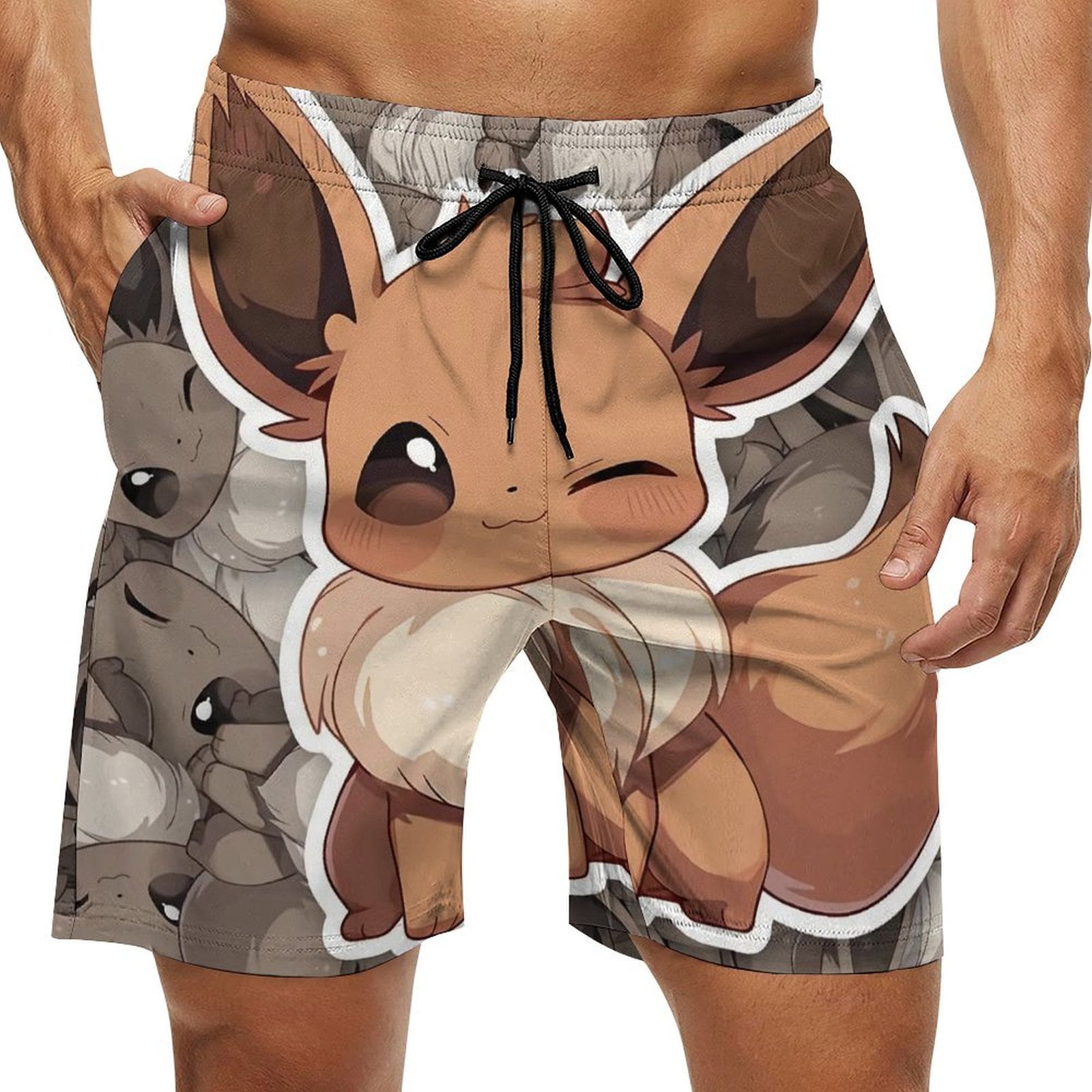 Pokémon Eevee Men's Swim Trunks Quick Dry Bathing Suit Swimming Board Shorts Mesh Lining Beach ...