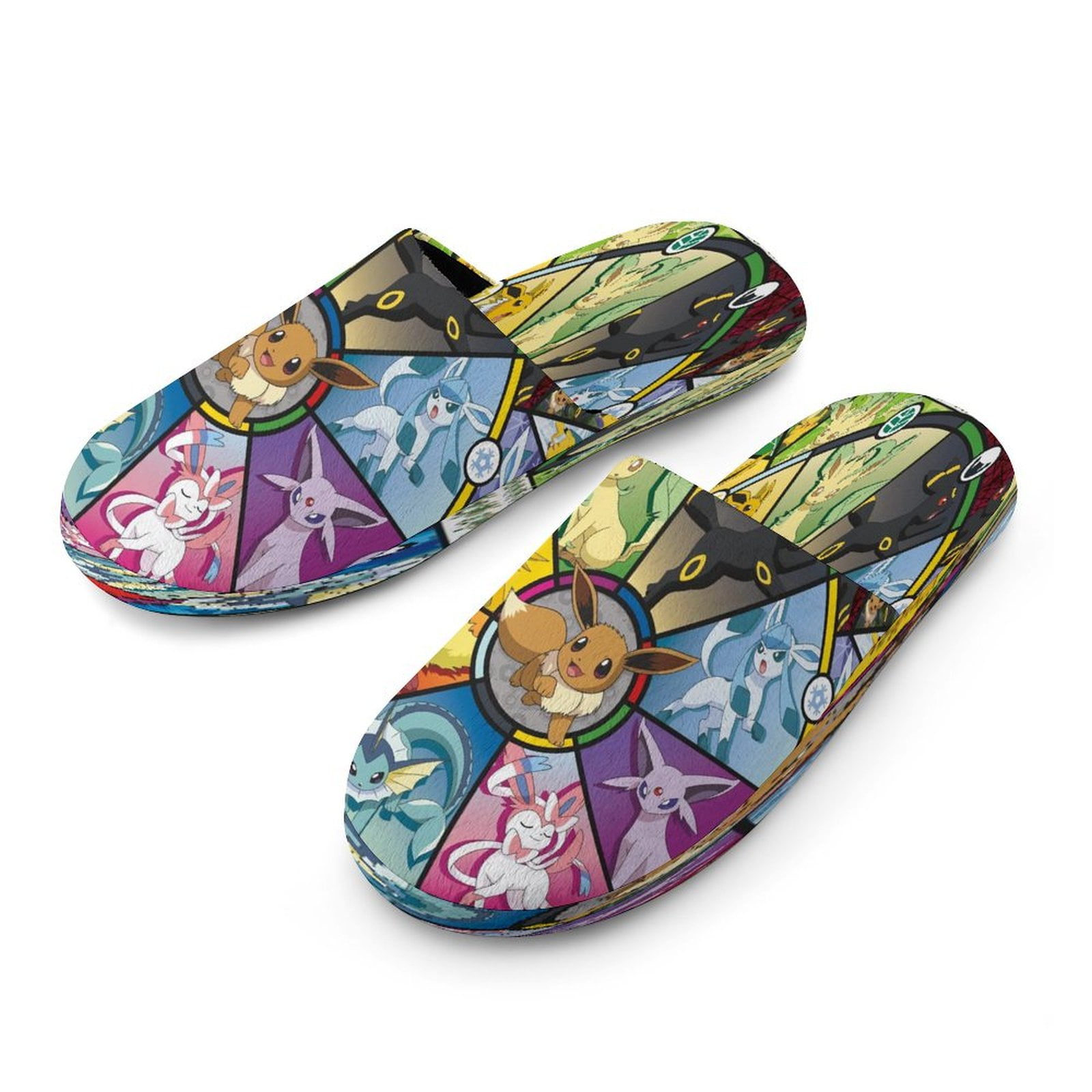 Pokémon - Eevee's Stained Glass Slippers for Mens Unisex Cozy Memory ...