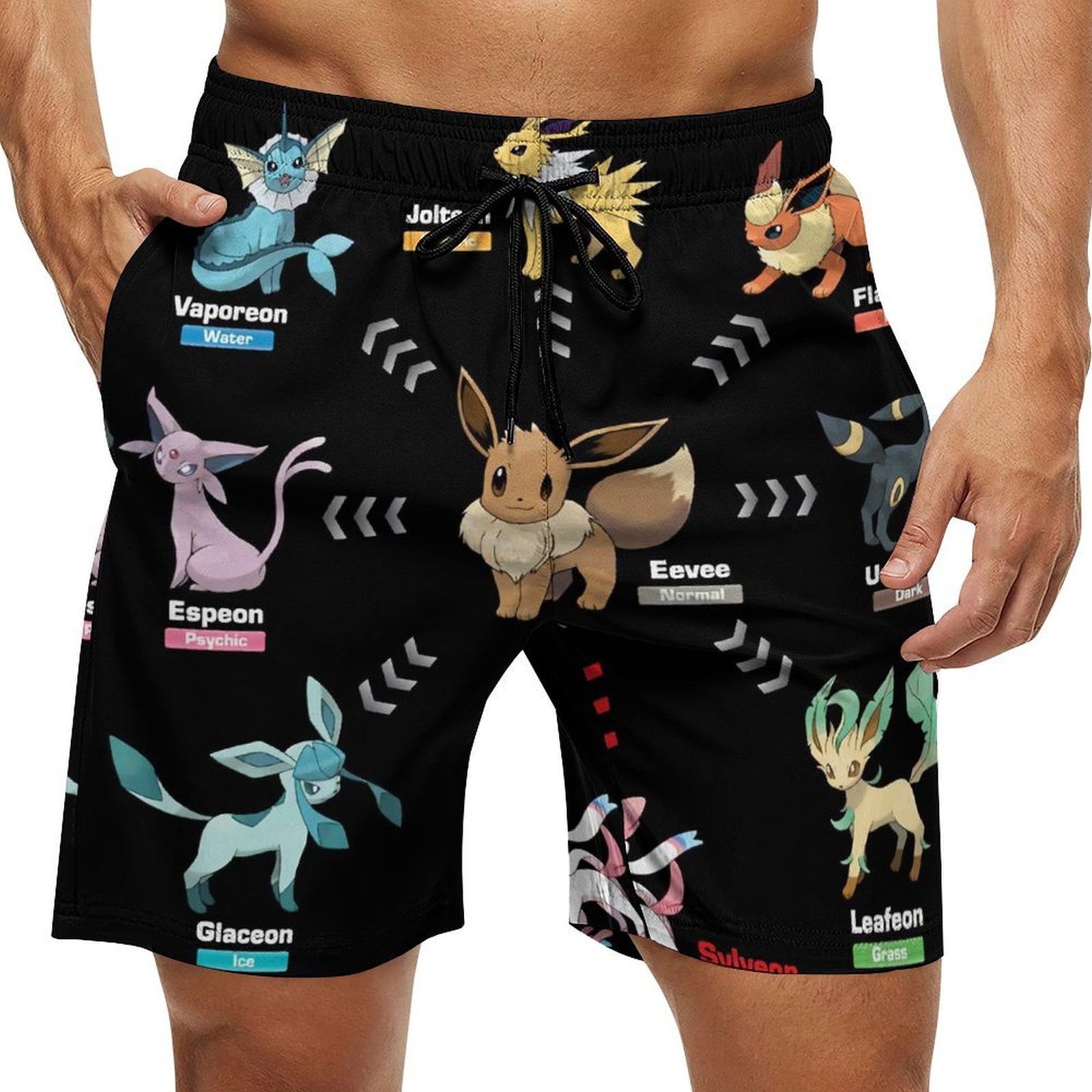 Pokémon Eevee,vaporeon,leafeon,umbreon,espeon,glaceon,flareon,jolteon Mens Swim Trunks,Men's ...