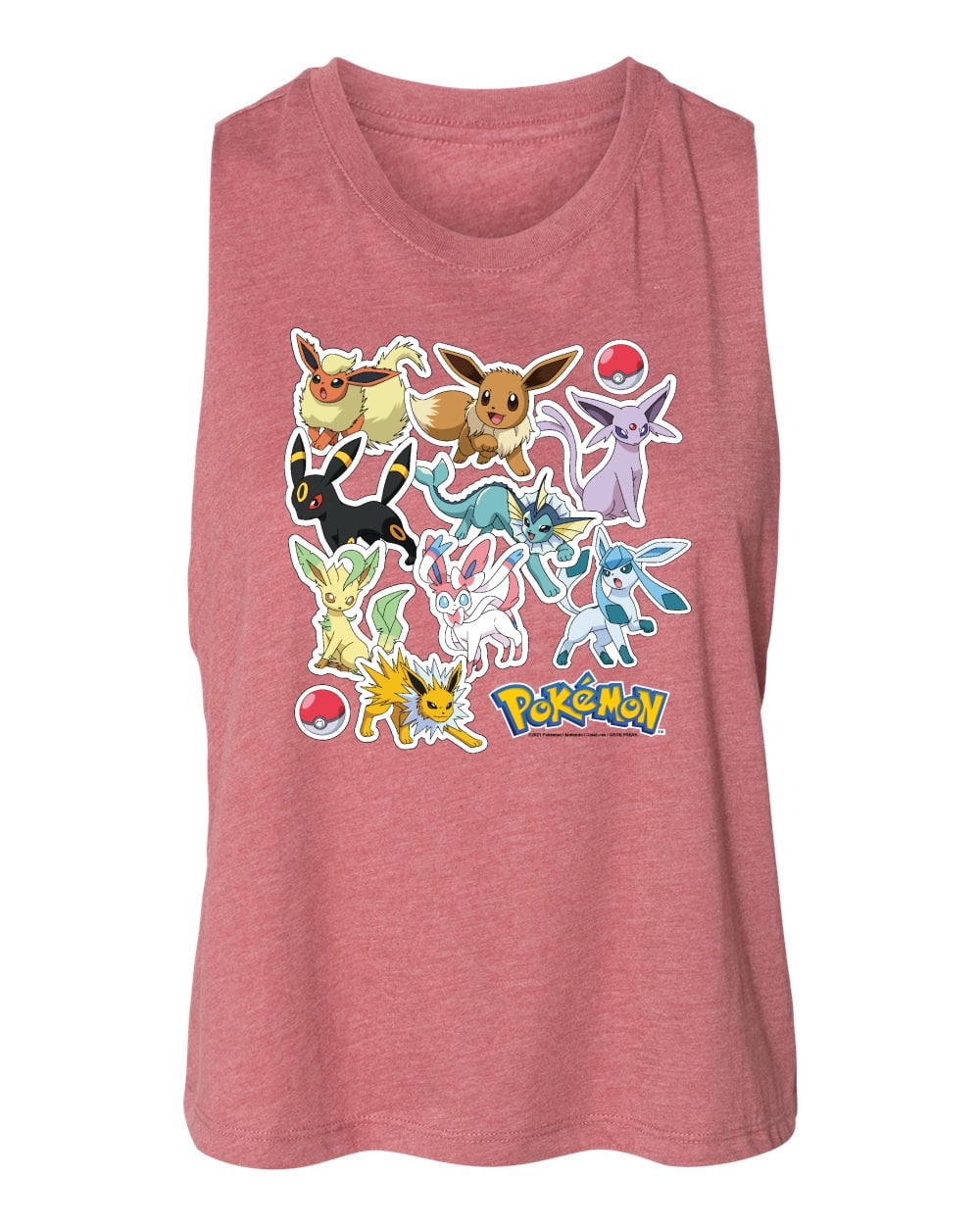 Pokémon - Eeveelution Stickers - Juniors Cropped Racerback Tank Top ...