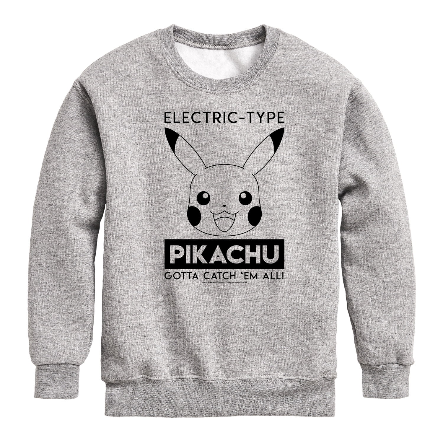 Pokémon - Electric Type Pikachu - Youth Crewneck Fleece Sweatshirt ...