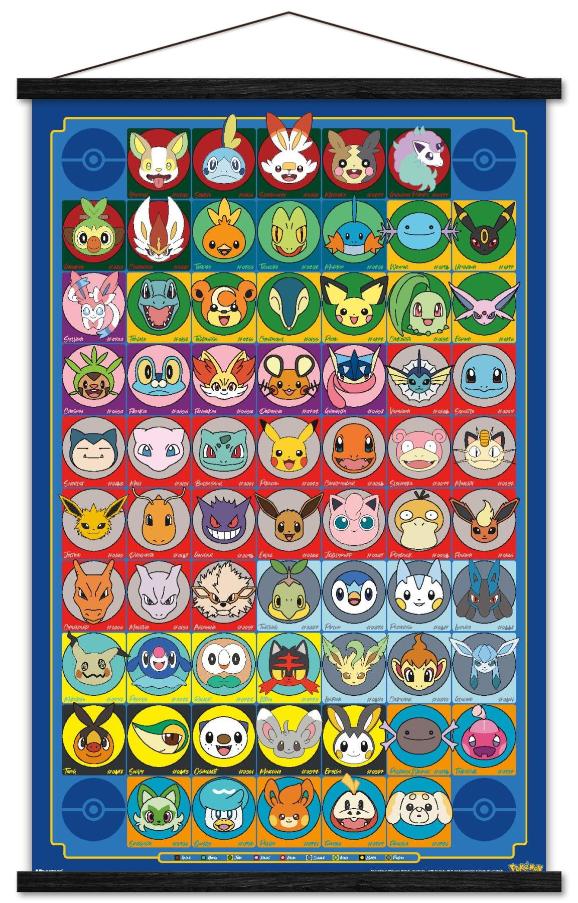 Pokémon: Face Art - Grid Wall Poster with Magnetic Frame, 22.375" x 34 ...