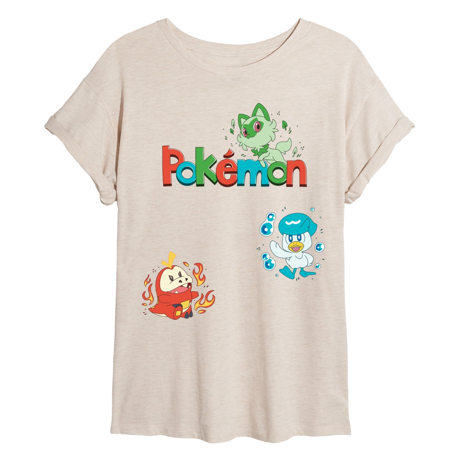Pokémon - Sprigatito, Fuecoco, and Quaxly - Womens Oversized Graphic T ...