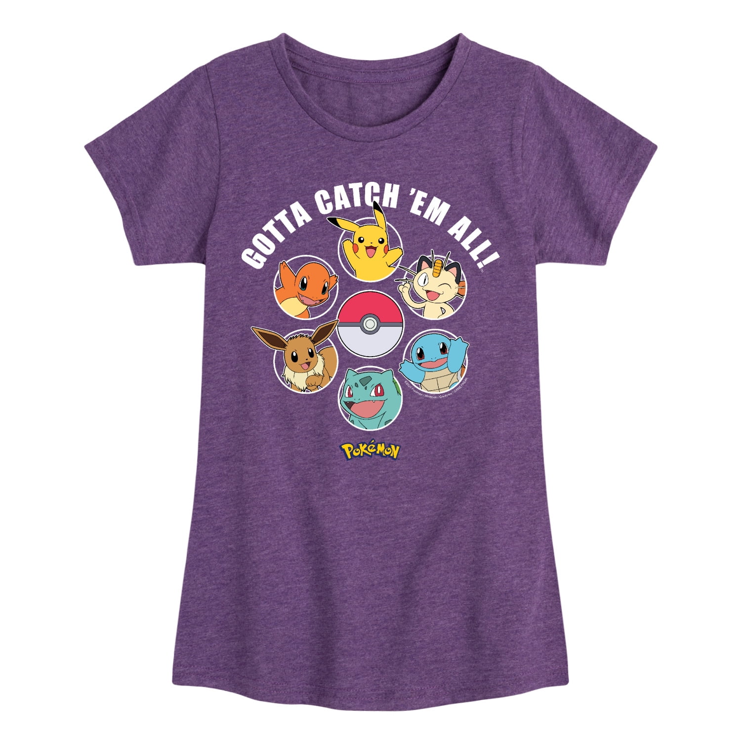 Pokémon - Gotta Catch Em All Design - Youth Girls Short Sleeve Graphic ...