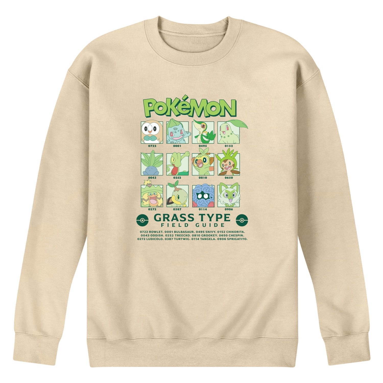 Pokémon - Grass Type Field Guide - Men's Crew Fleece Sweatshirt ...