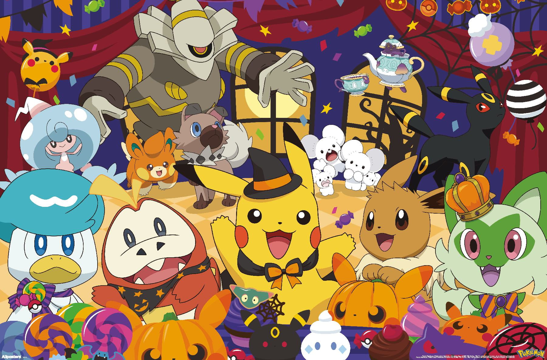 Pokémon: Halloween Party- Group Wall Poster, 22.375" x 34" - Walmart.com
