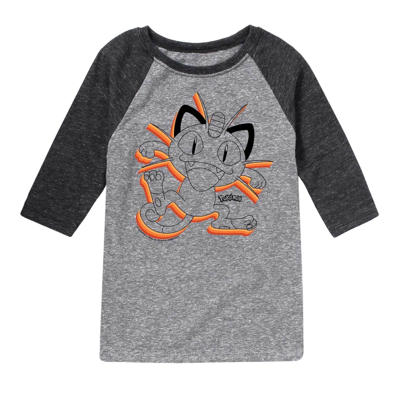 Pokémon - Happy Meowth Retro - Youth Raglan Graphic T- Shirt - Walmart.com