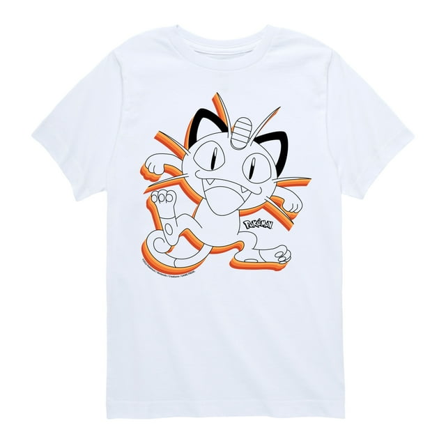 Pokémon - Happy Meowth Retro - Youth Short Sleeve Graphic T- Shirt ...