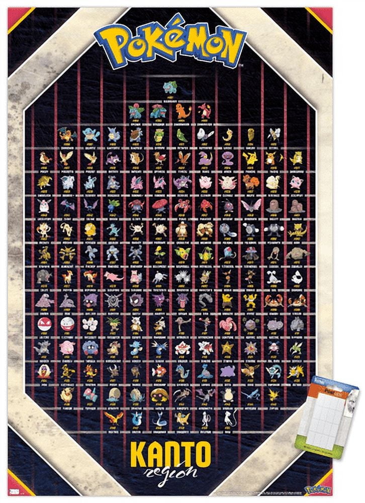 Pokemon - Kanto Region Wall Poster, 22.375" x 34" - Walmart.com