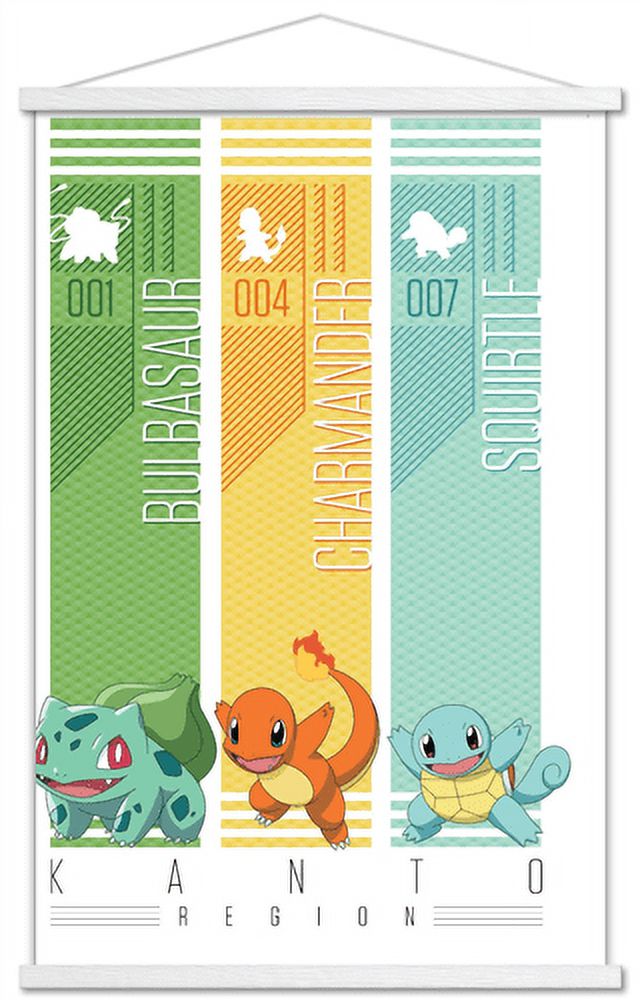 Pokémon - Kanto Trio Wall Poster with Wooden Magnetic Frame, 22.375" x ...