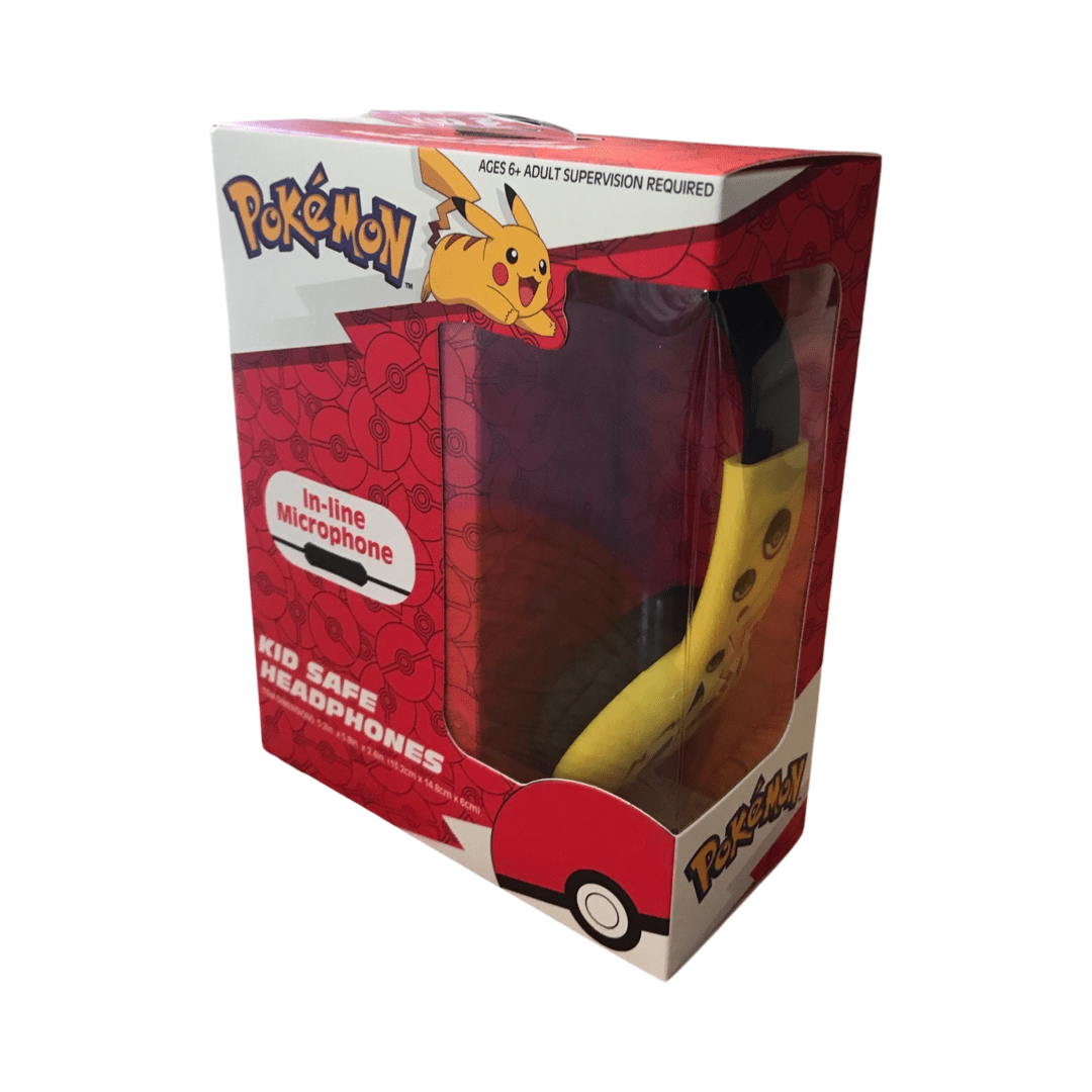 Pokemon Kid Safe Headphones, In-Line Microphone, Pikachu Character ...