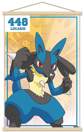 Pokémon - Lucario 448 Wall Poster with Magnetic Frame, 22.375" x 34" - Walmart.com