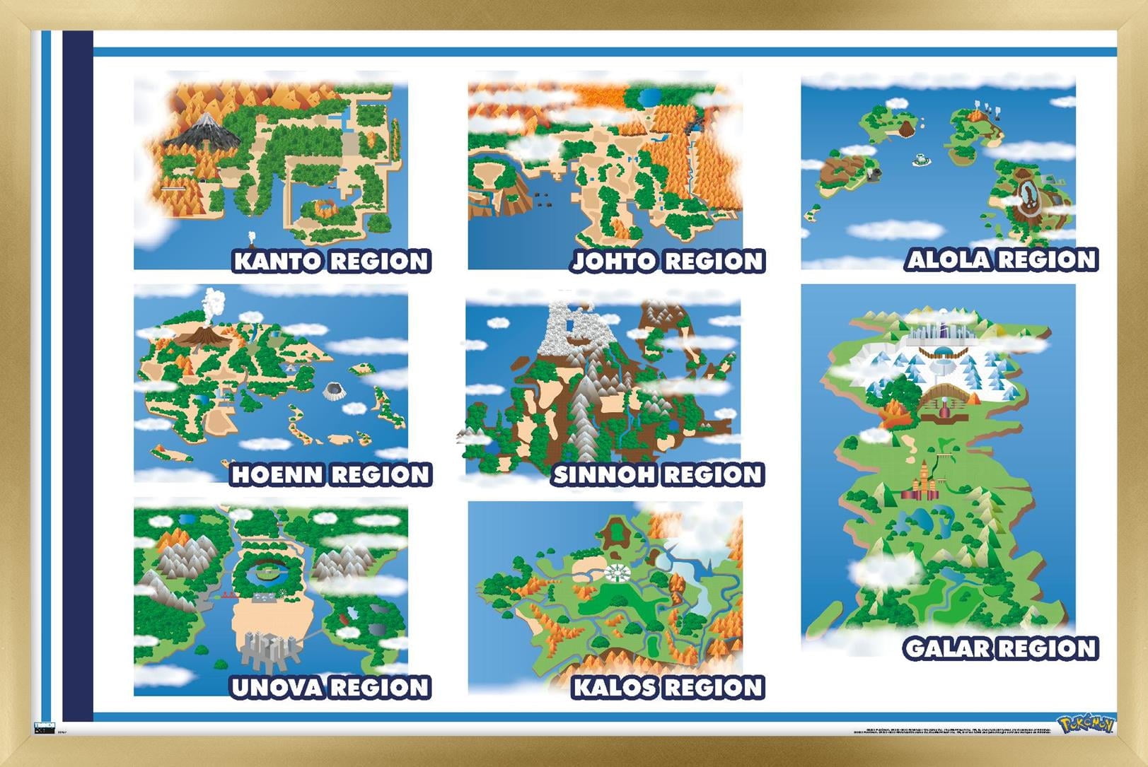 Pokemon - Map Grid Wall Poster, 14.725" x 22.375" Framed - Walmart.com