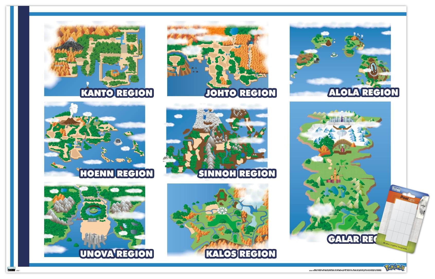 Pokemon - Map Grid Wall Poster, 22.375" x 34" - Walmart Business Supplies