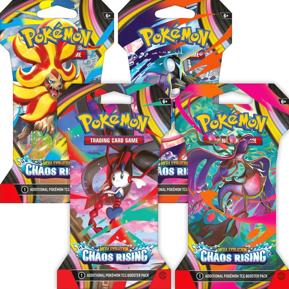 Pokémon Mega Evolution - Chaos Rising Sleeved Booster Pack Art Set (4 ...