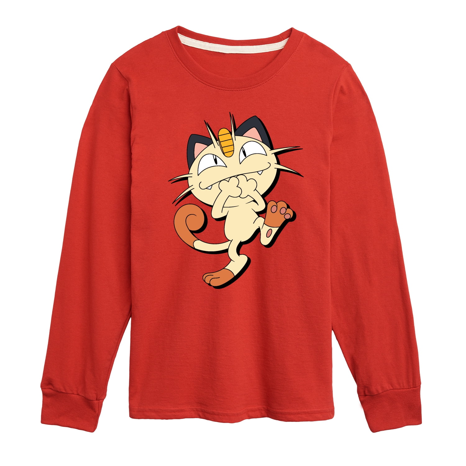 Pokémon - Meowth Mischevious Laugh - Youth Long Sleeve Graphic T- Shirt ...