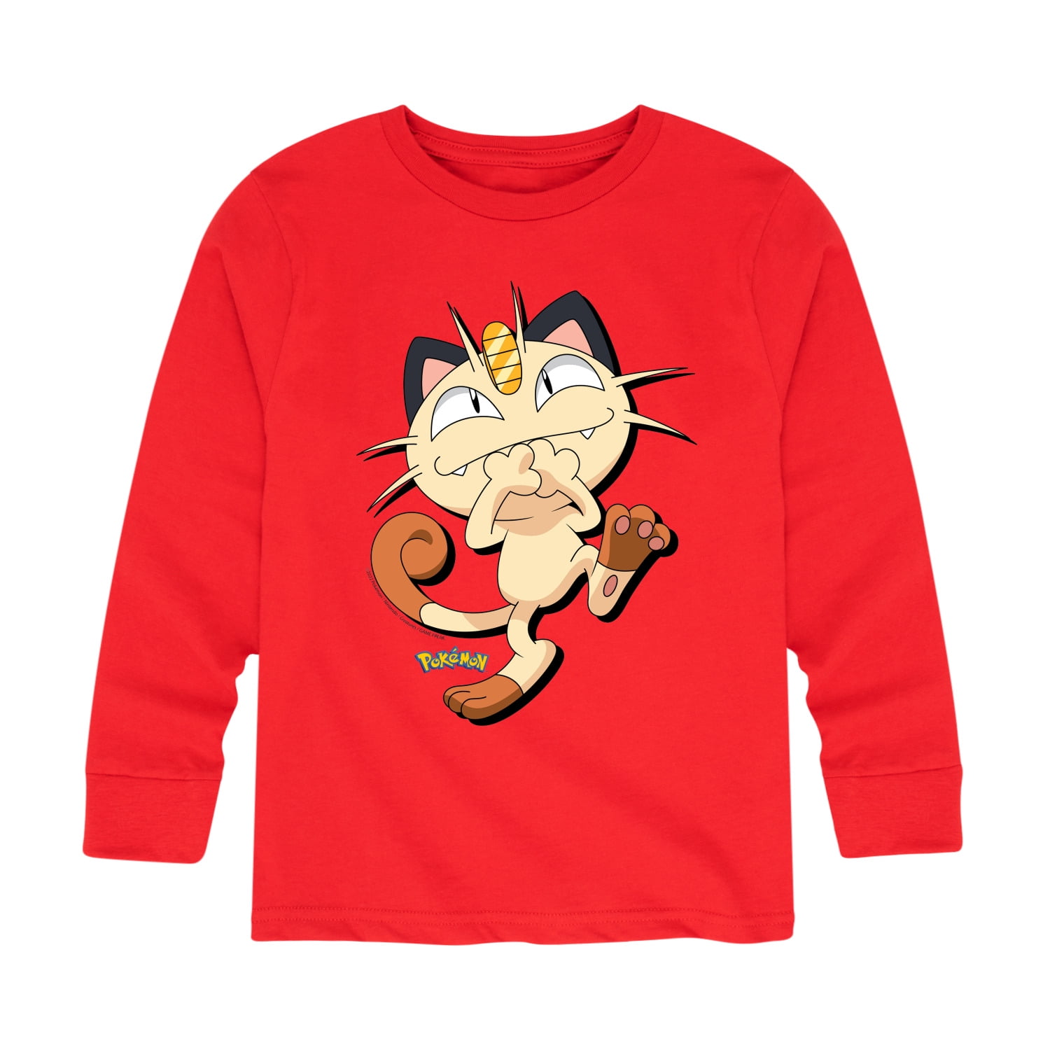 Pokémon - Meowth Mischevious Laugh - Youth Long Sleeve Graphic T- Shirt ...