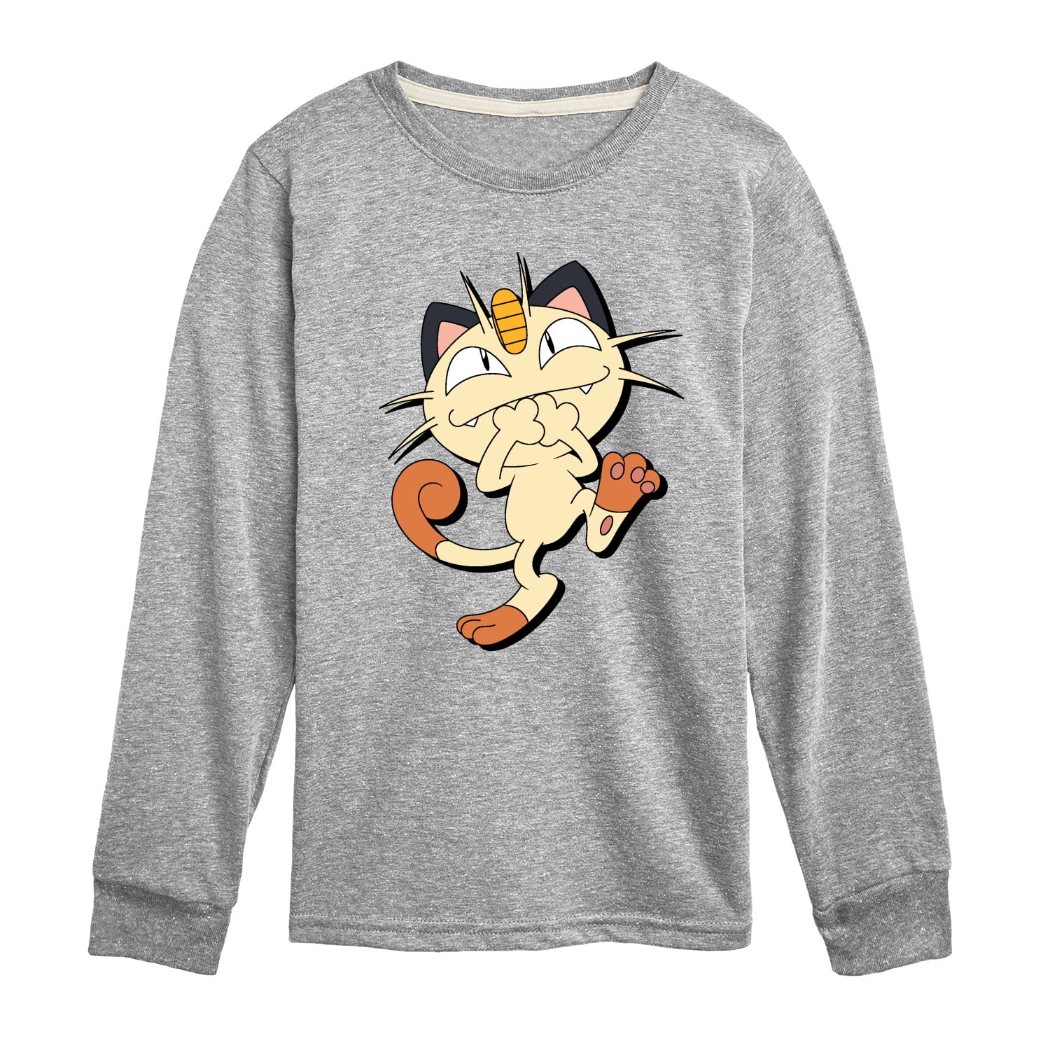 Pokémon - Meowth Mischevious Laugh - Youth Long Sleeve Graphic T- Shirt ...