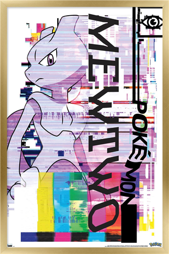 Pokémon - Mewtwo Distortion Wall Poster, 22.375" x 34", Framed ...