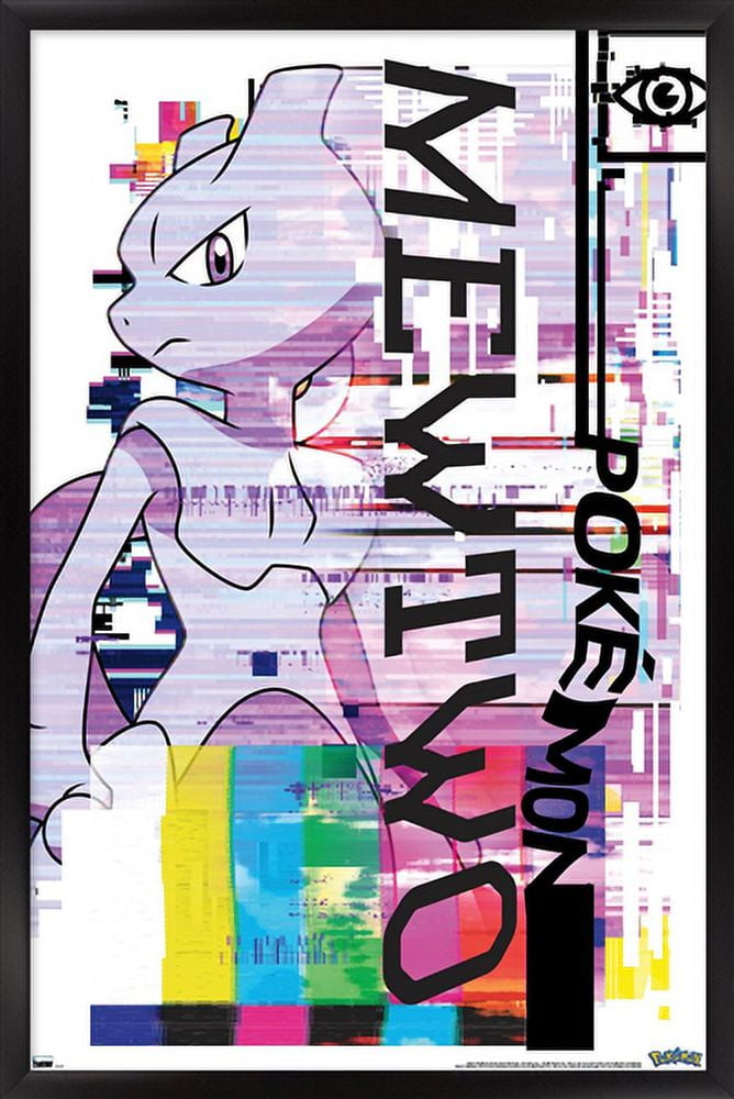 Pokémon - Mewtwo Distortion Wall Poster, 22.375" x 34", Framed ...