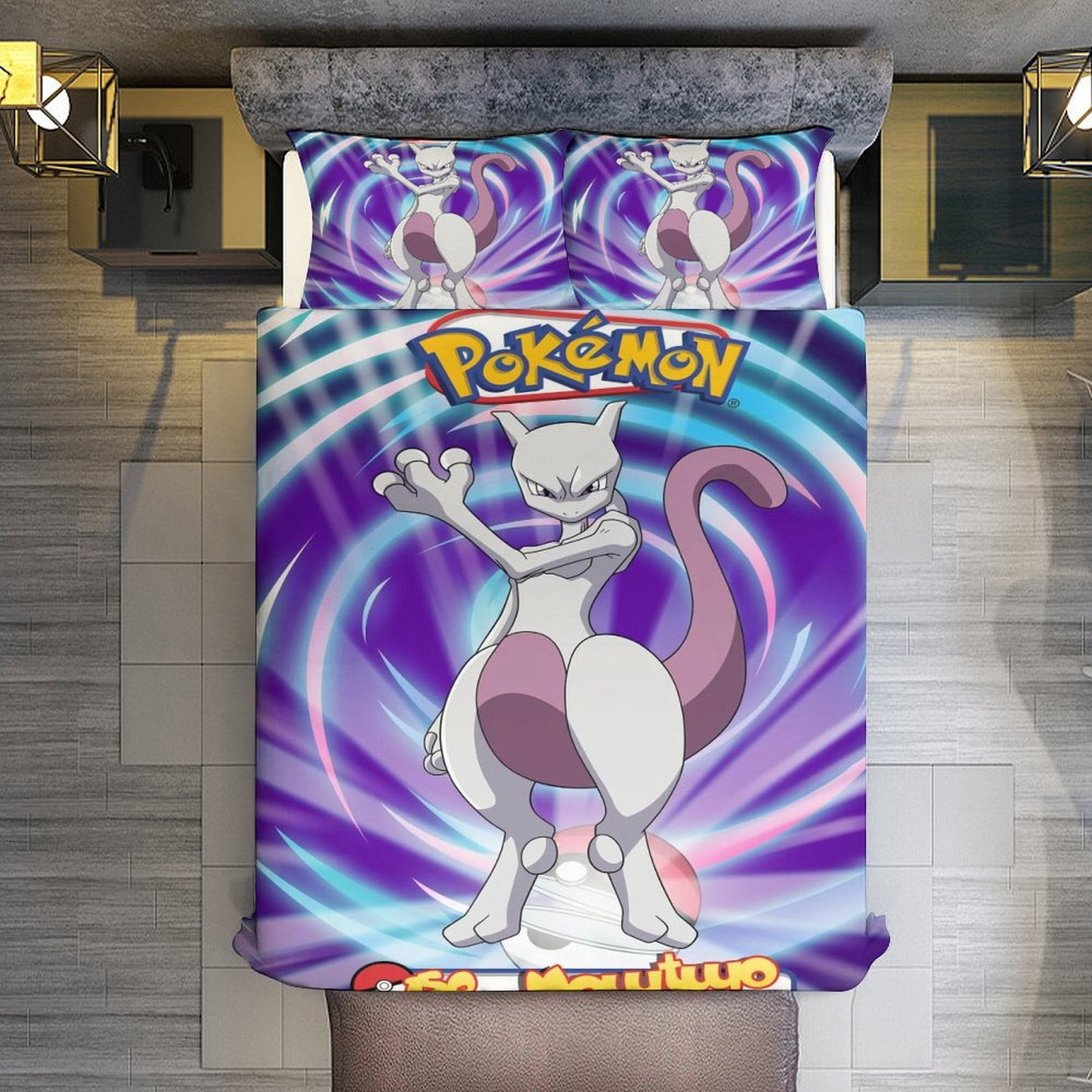 Pokémon Mewtwo Poster Bedding Duvet Cover Queen Size for Kids and ...