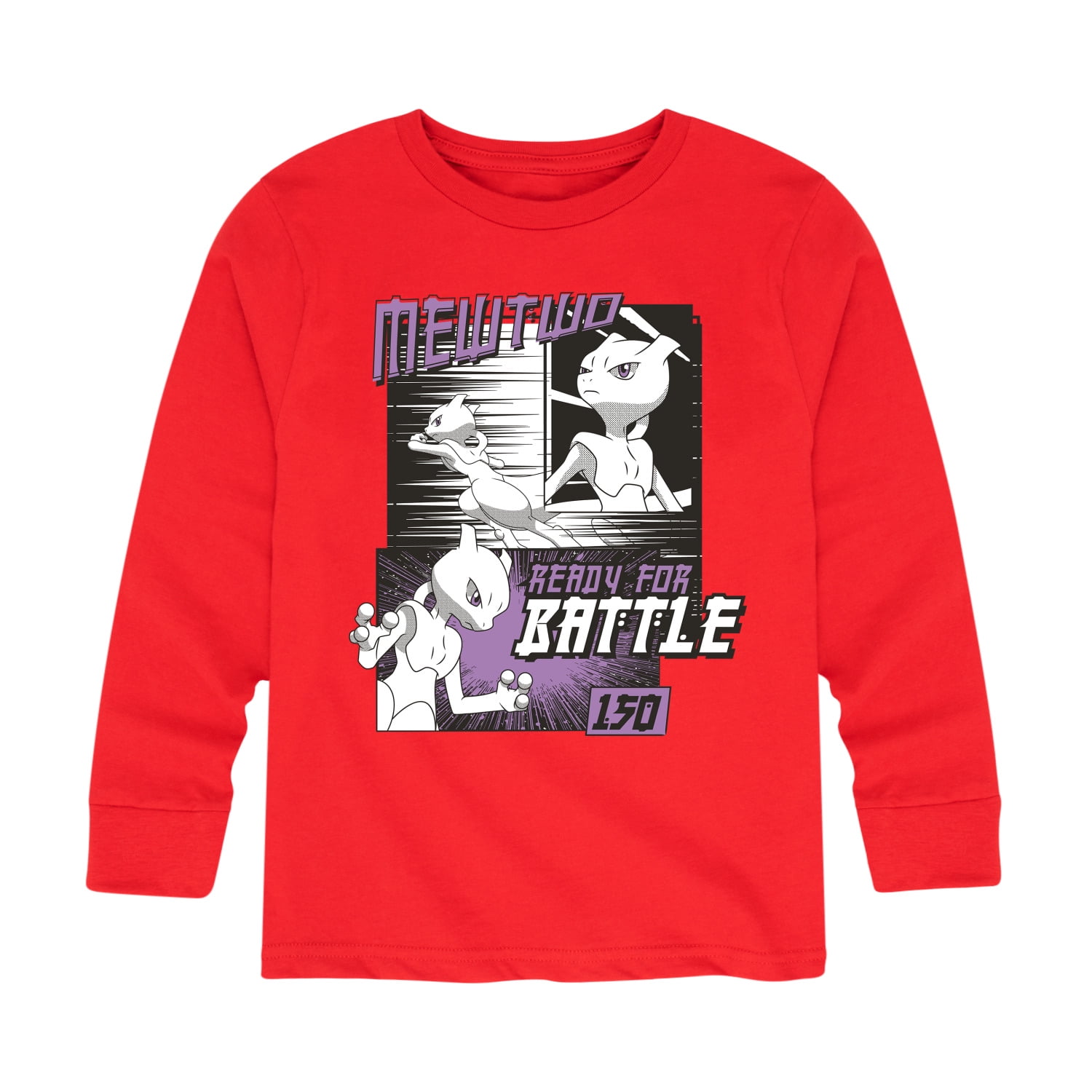 Pokémon - Mewtwo Ready For Battle - Youth Long Sleeve Graphic T- Shirt ...