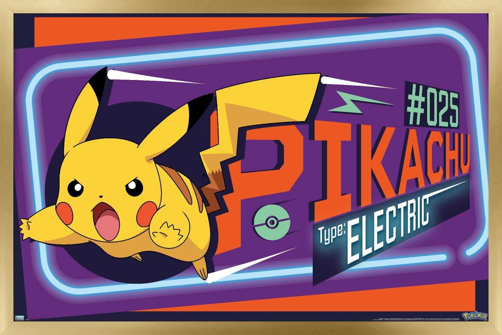 Pokemon - Neon Pikachu Wall Poster, 22.375" x 34", Framed - Walmart.com