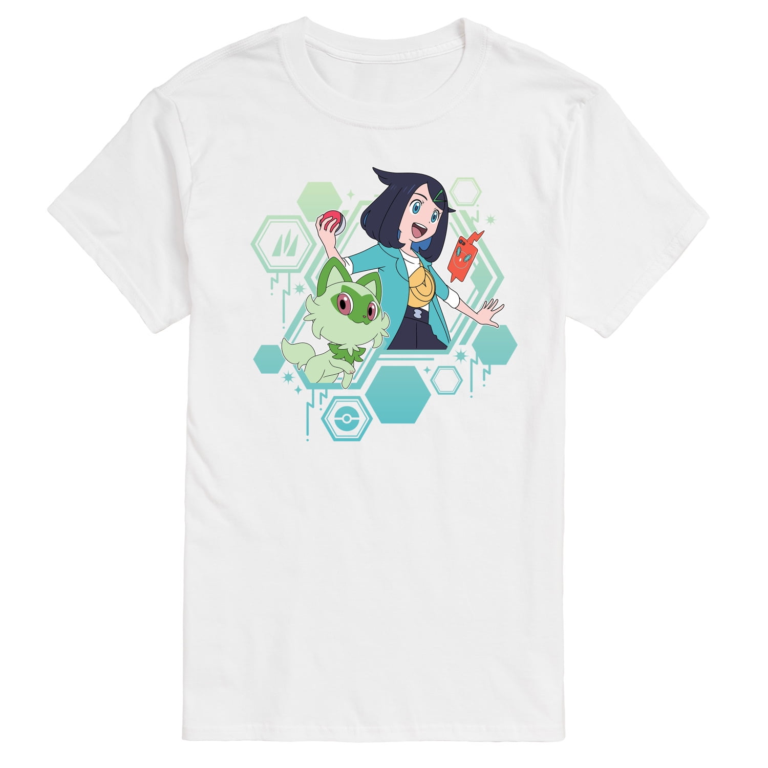 Pokémon - New Horizons - Liko And Sprigatito - Adult Short Sleeve T ...