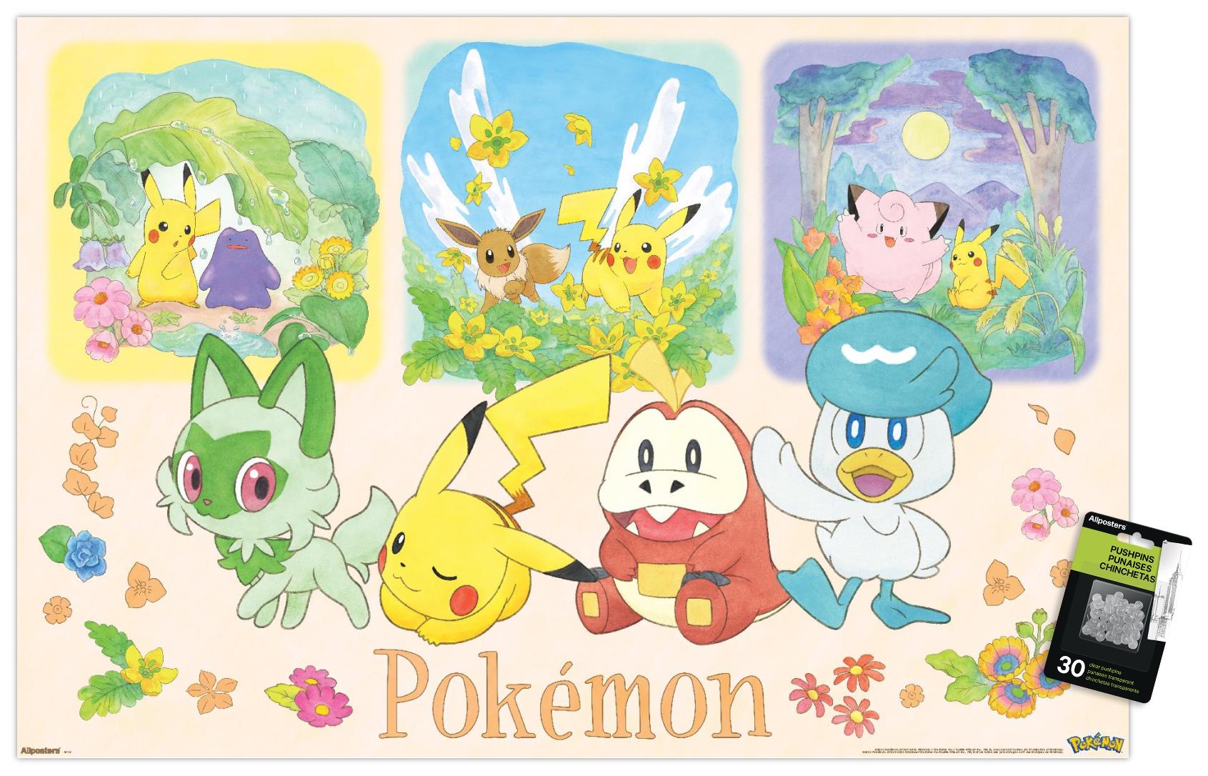 Pokémon: One Scene - Group Wall Poster with Push Pins, 22.375" x 34 ...