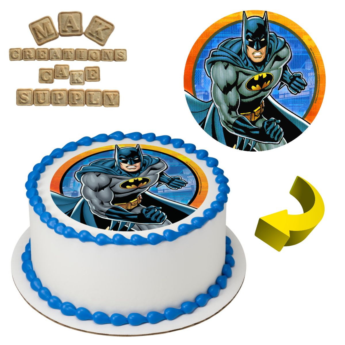 Batman 8" Round Edible Cake Topper ~ Can be used on 8", 9" or 10" Cakes ...