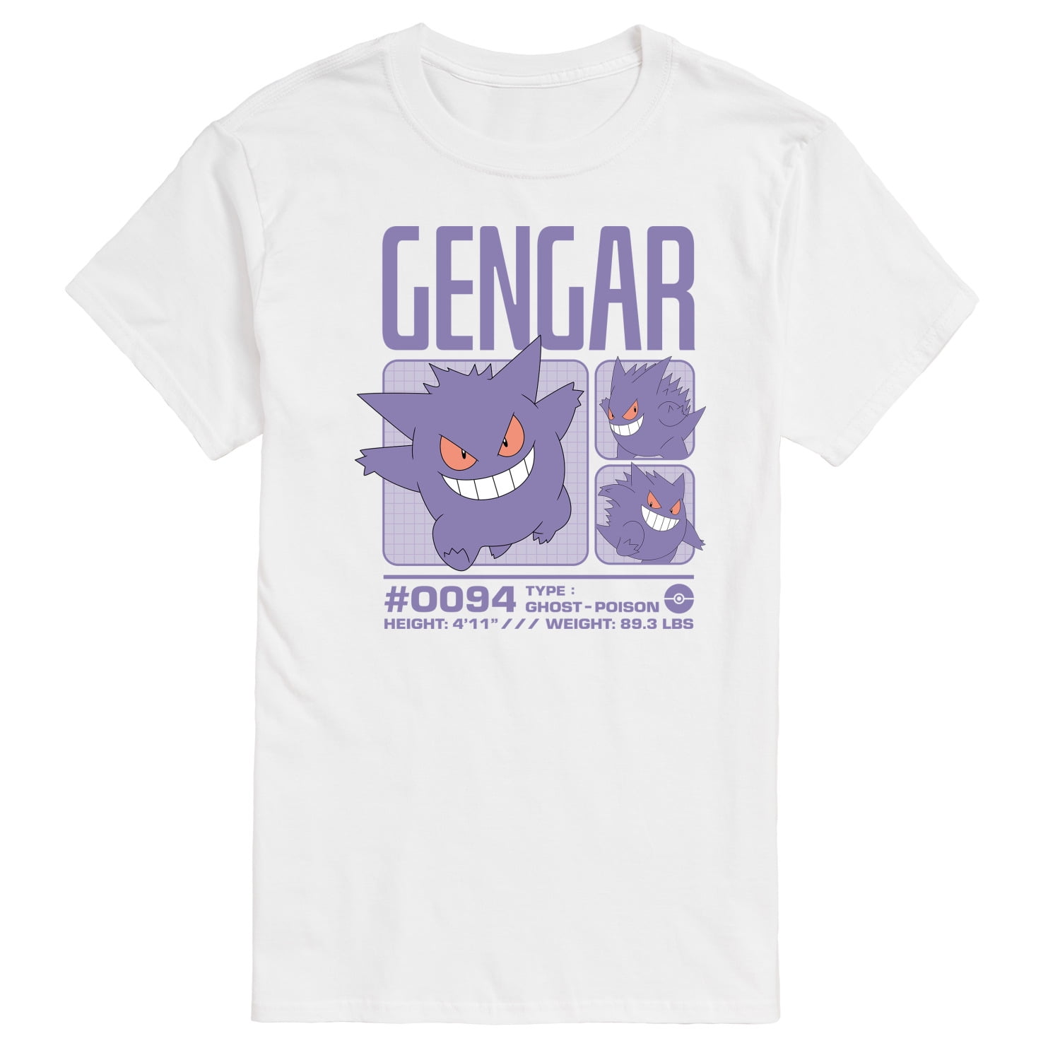 Pokémon - Pastel Gengar Stats - Men's Short Sleeve Graphic T-Shirt ...