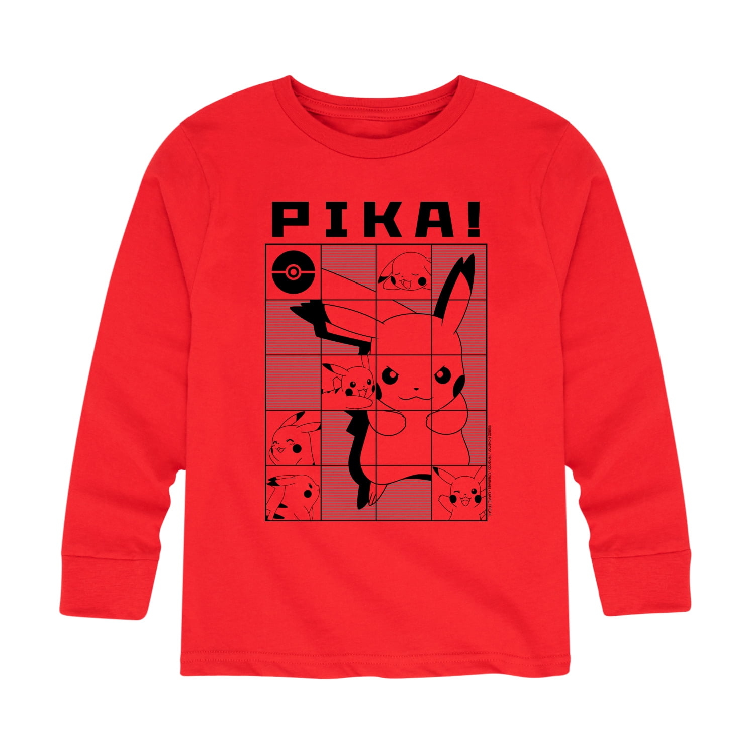 Pokémon - Pika Pikachu Grid - Youth Long Sleeve Graphic T- Shirt ...