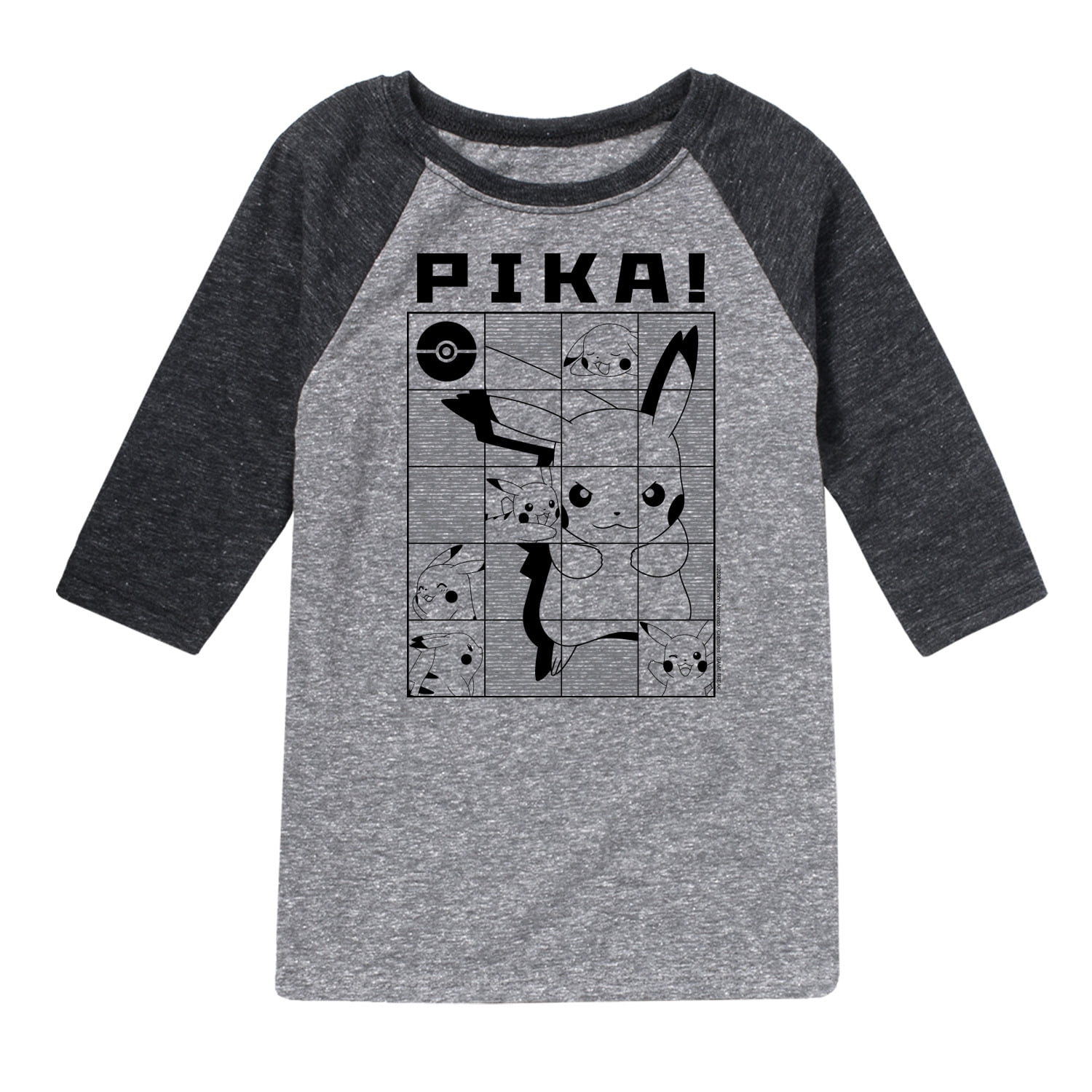 Pokémon - Pika Pikachu Grid - Youth Raglan Graphic T- Shirt - Walmart.com